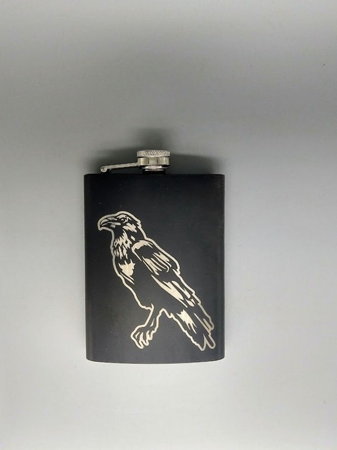 Engraved Crow Flask 8 Oz - Etsy