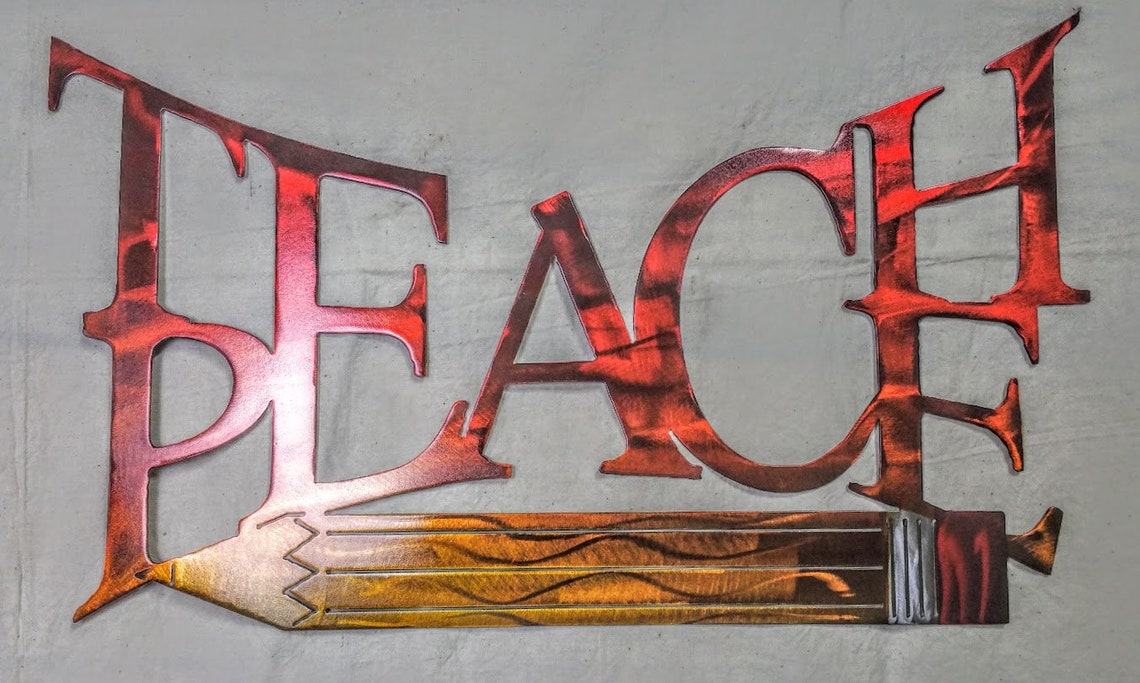 Teach Peace Metal Wall Hanging | Etsy