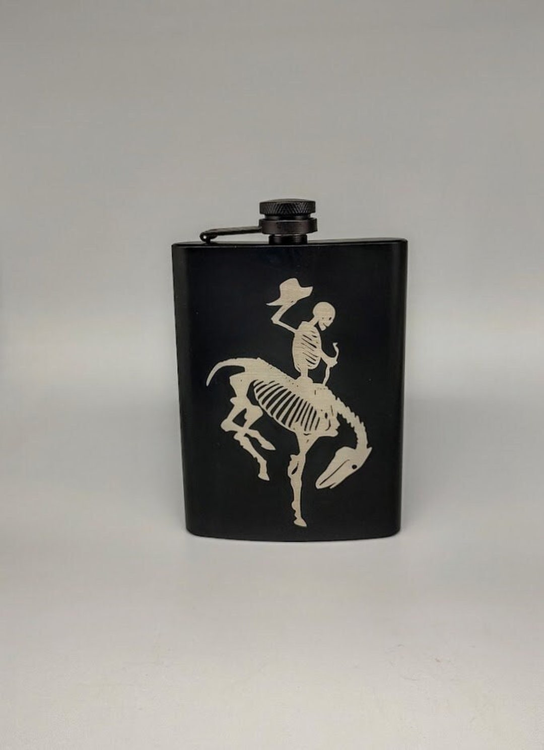 Skeletal Cowboy Engraved Flask 8 Oz - Etsy