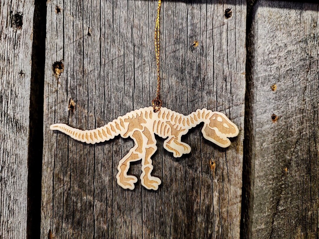 Laser Cut Skeletal T-rex Ornament: Baltic Birch Dinosaur - Etsy