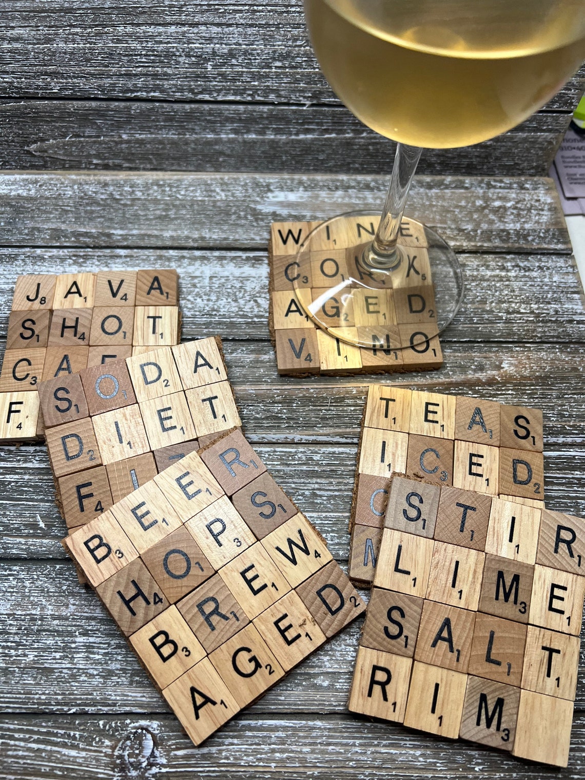 Scrabble Coasters Set - Etsy