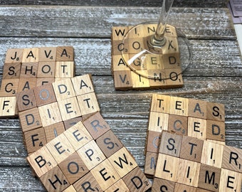 Beer Themed Scrabble Tile Coasters Set/4 - Etsy