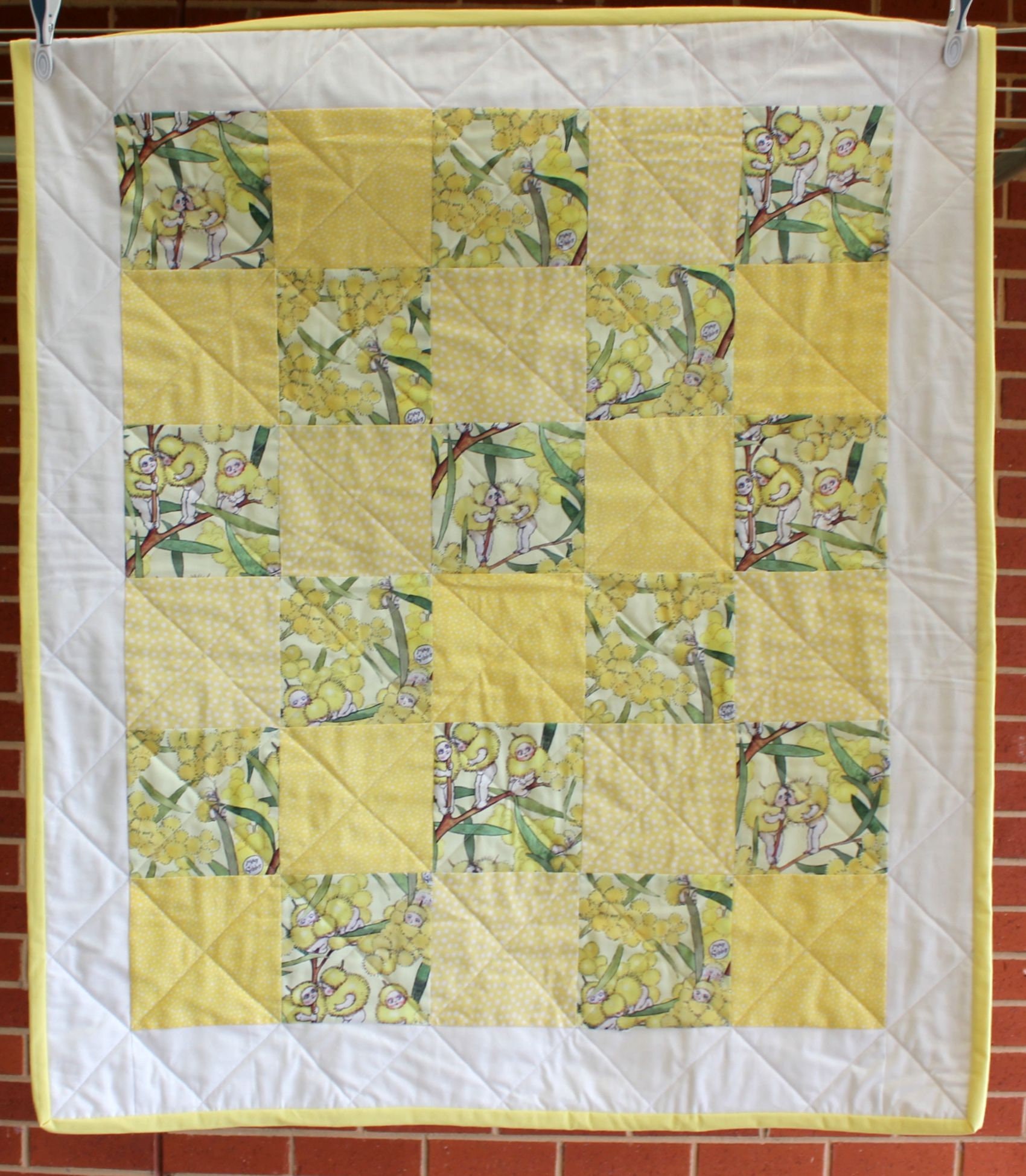 May Gibbs Gumnut Babies Quilt : Lemon Yellow Wattle Babies | Etsy