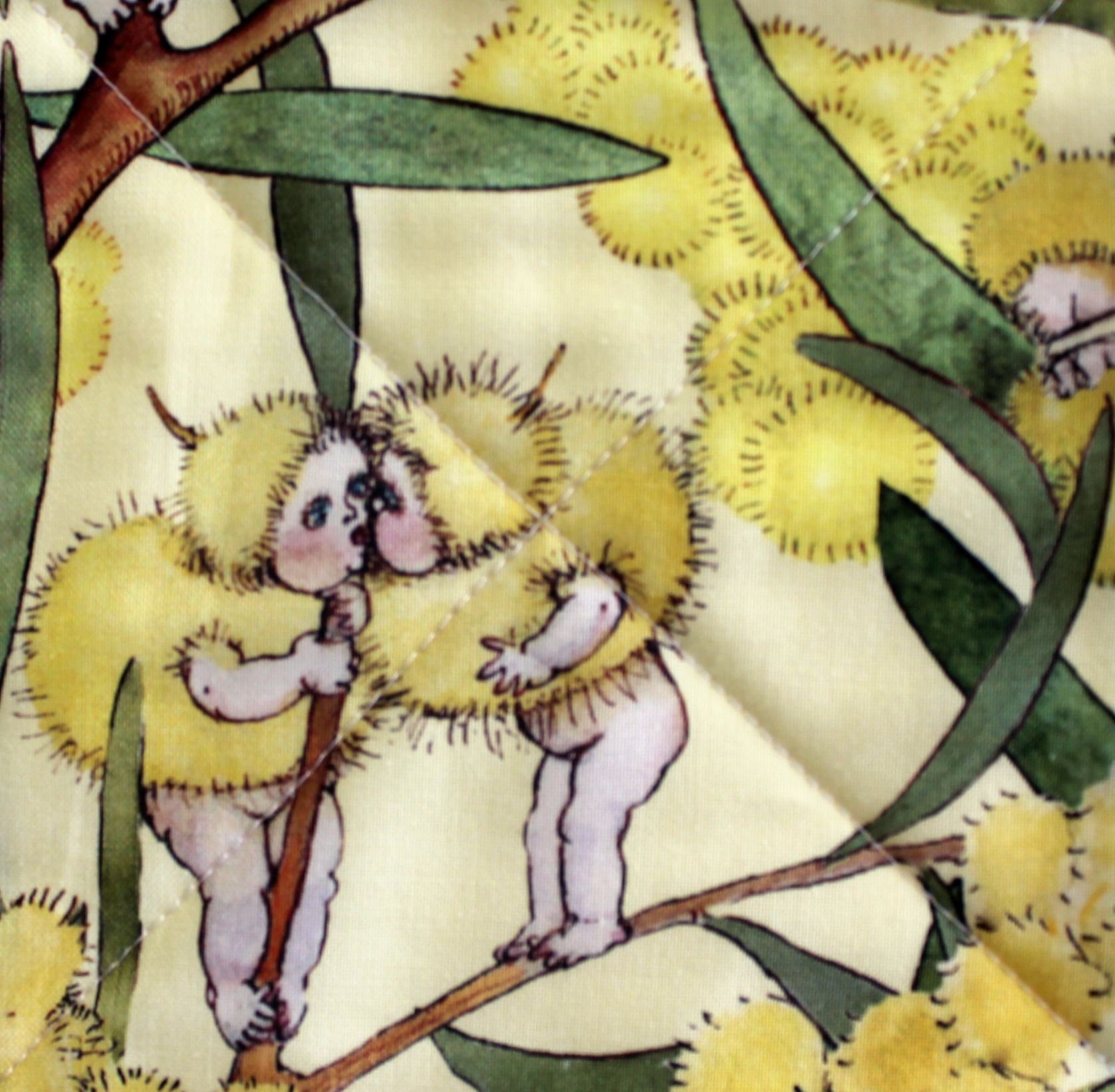May Gibbs Gumnut Babies Quilt : Lemon Yellow Wattle Babies | Etsy