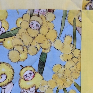 May Gibbs Gumnut Babies Quilt : Lemon Yellow Wattle Babies Handmade ...