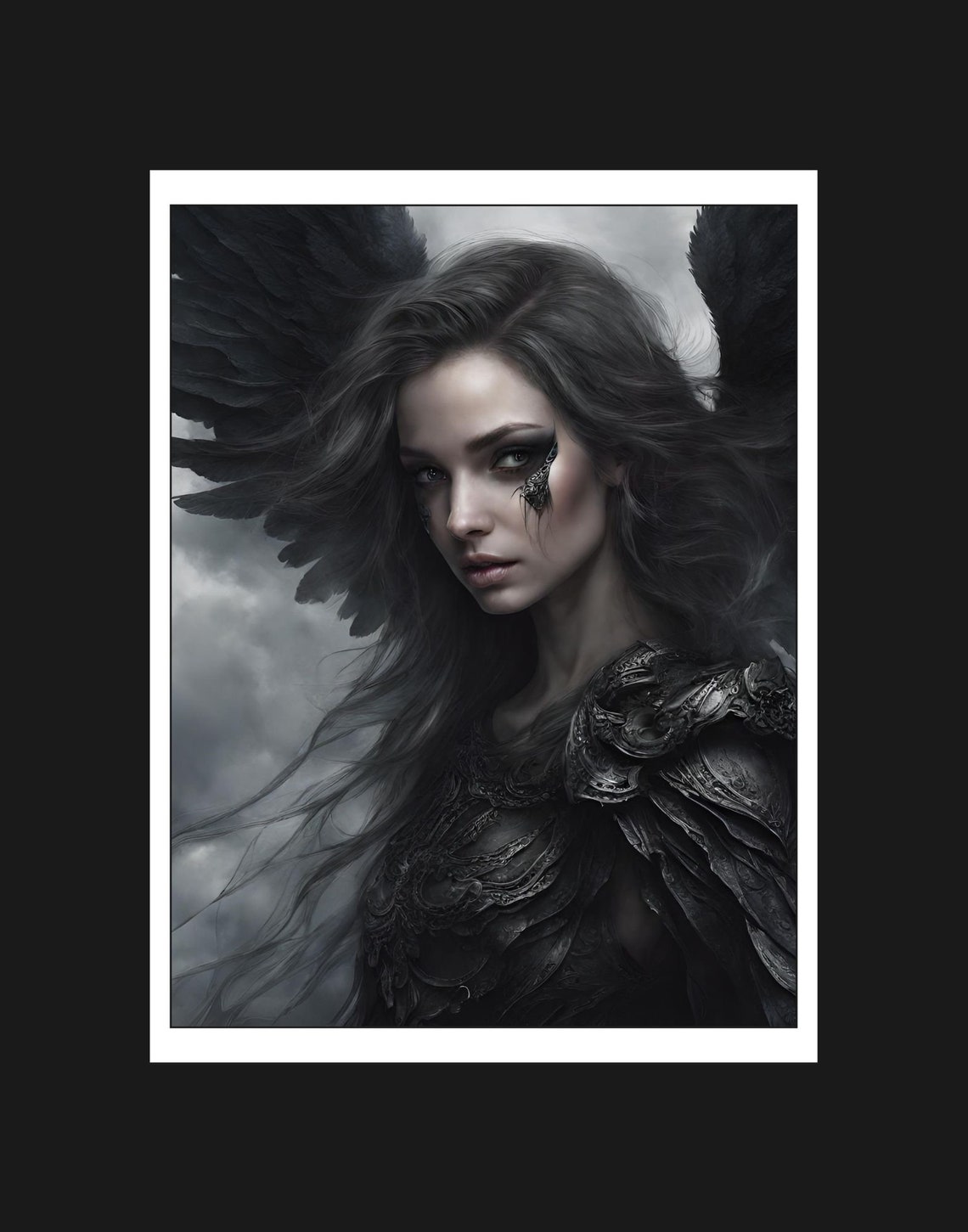 Dark-haired Gothic Angel, Gothic Angel, Digital Art Print, Dark Arts ...
