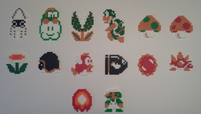 8 Bit NES Super Mario Brothers Medium Perler Sprite Set: - Etsy