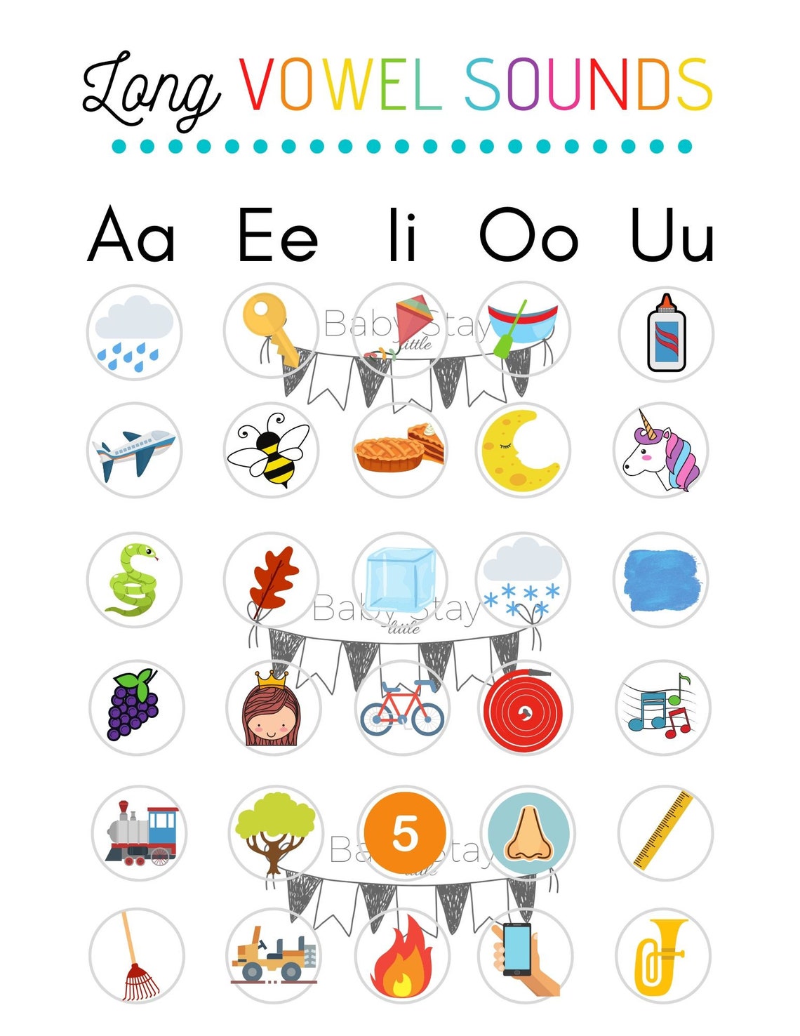 Long Vowel Sounds Matching Printable Digital Download | Etsy