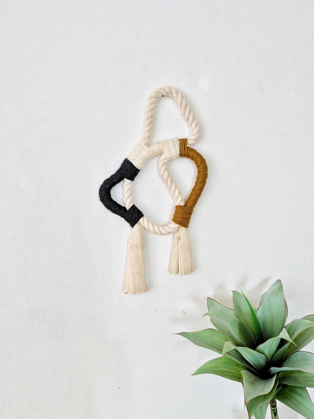 Rope Art Wall Sculpture With Brown and Black Details THE ALVA Fiber Art ...