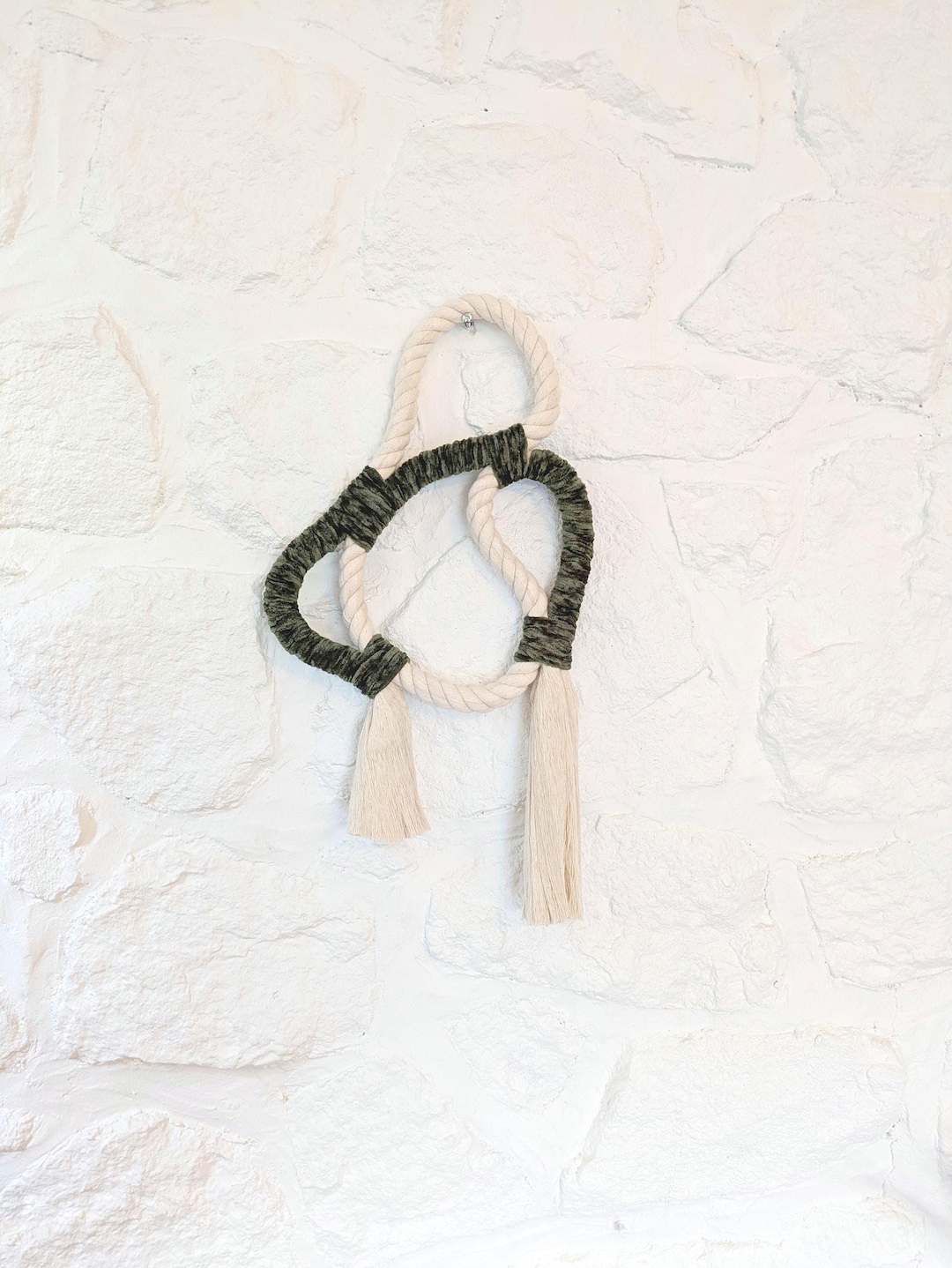 THE ALVA Rope Art Wall Sculpture With Forest Green Velour Details ...
