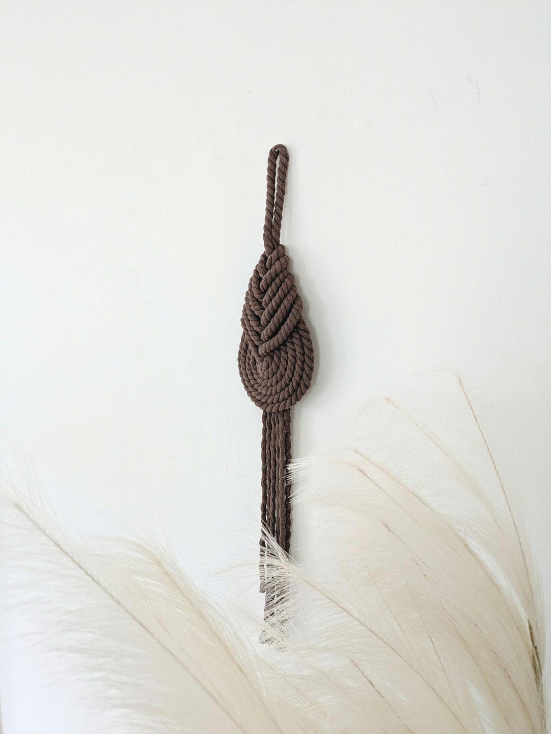 Chocolate Brown Macrame Wall Hanging: Boho Pipa Knot Fiber Art - Etsy