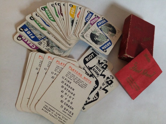 Games & Puzzles Vintage cards. newspaper industry Fire Strike Crash ...