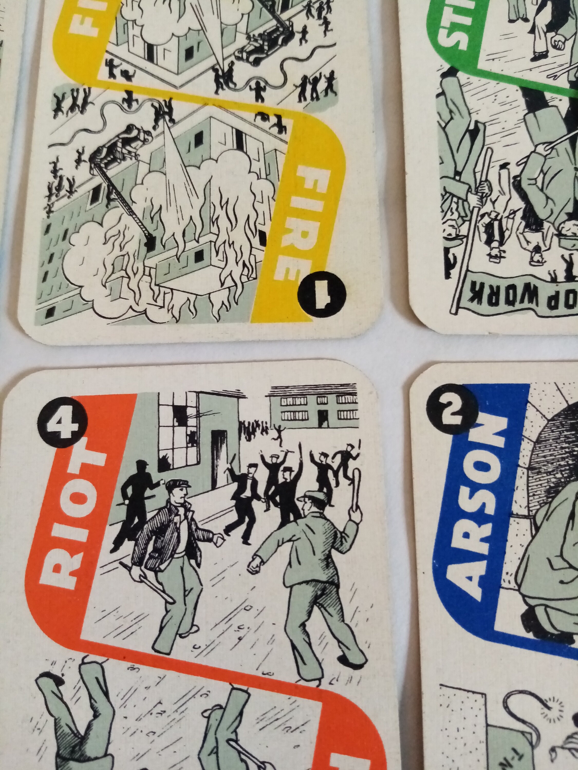 Games & Puzzles Vintage cards. newspaper industry Fire Strike Crash ...