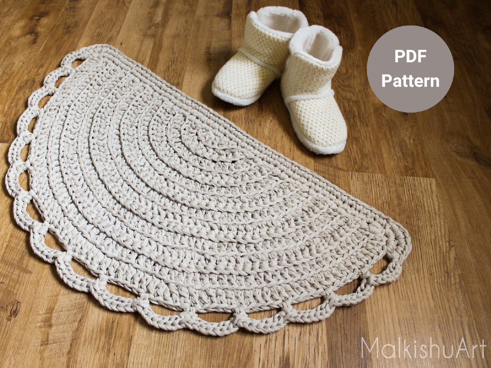 English Rug Pattern, Crochet Half Moon Pdf Pattern, Crochet Rug Pdf ...