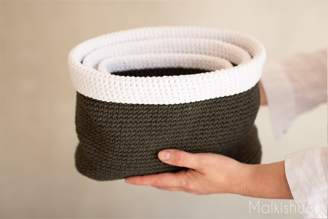 Crochet Rectangular Baskets Set Pattern, Crochet Pattern, Instant ...