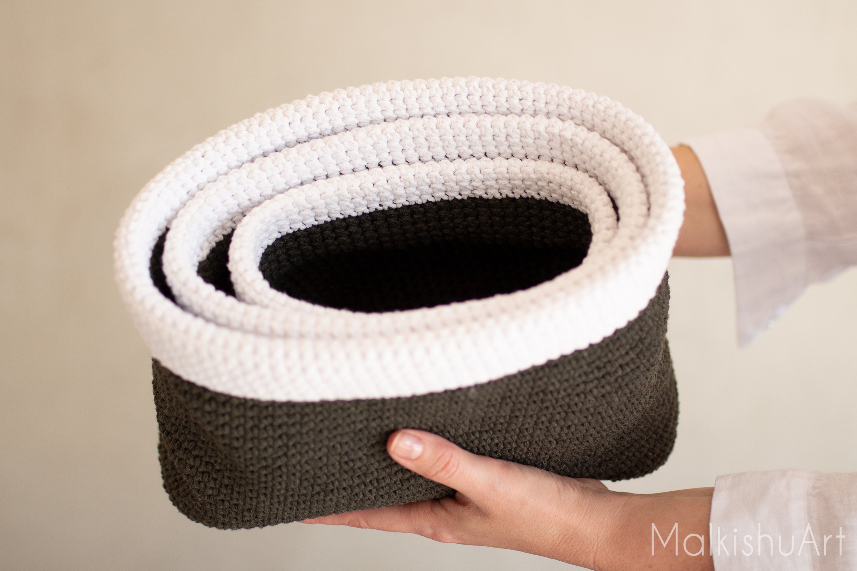 Crochet rectangular baskets set pattern Crochet pattern | Etsy