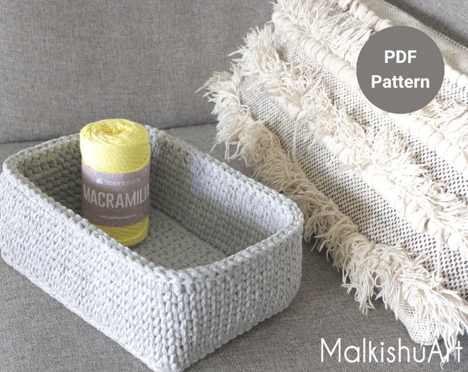 Crochet Rectangular Basket Pattern, Crochet Pattern, Instant Download ...