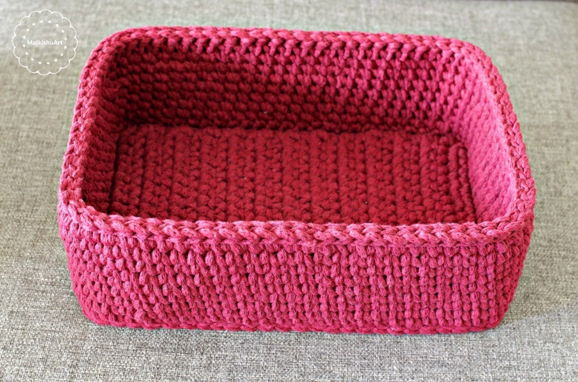 Crochet Rectangular Basket Pattern Crochet Pattern Instant - Etsy