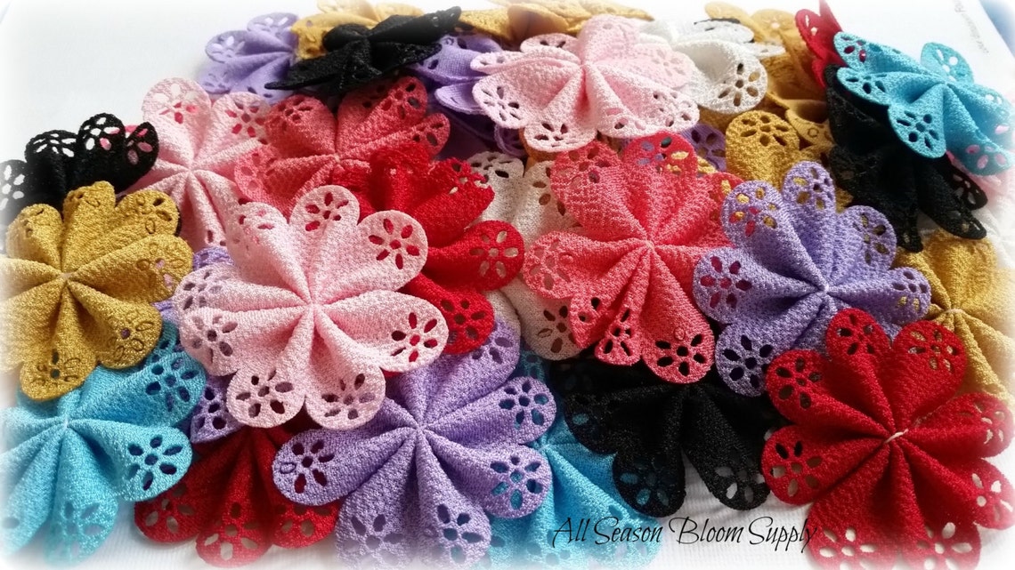 Grab Bag of Mini Eyelet Fabric Flowers Satin Flower - Etsy