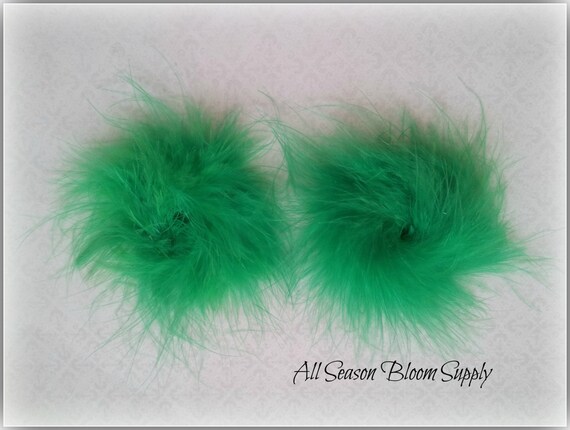 Set of 2 Marabou Feather Puff Green Feather Puff DIY - Etsy