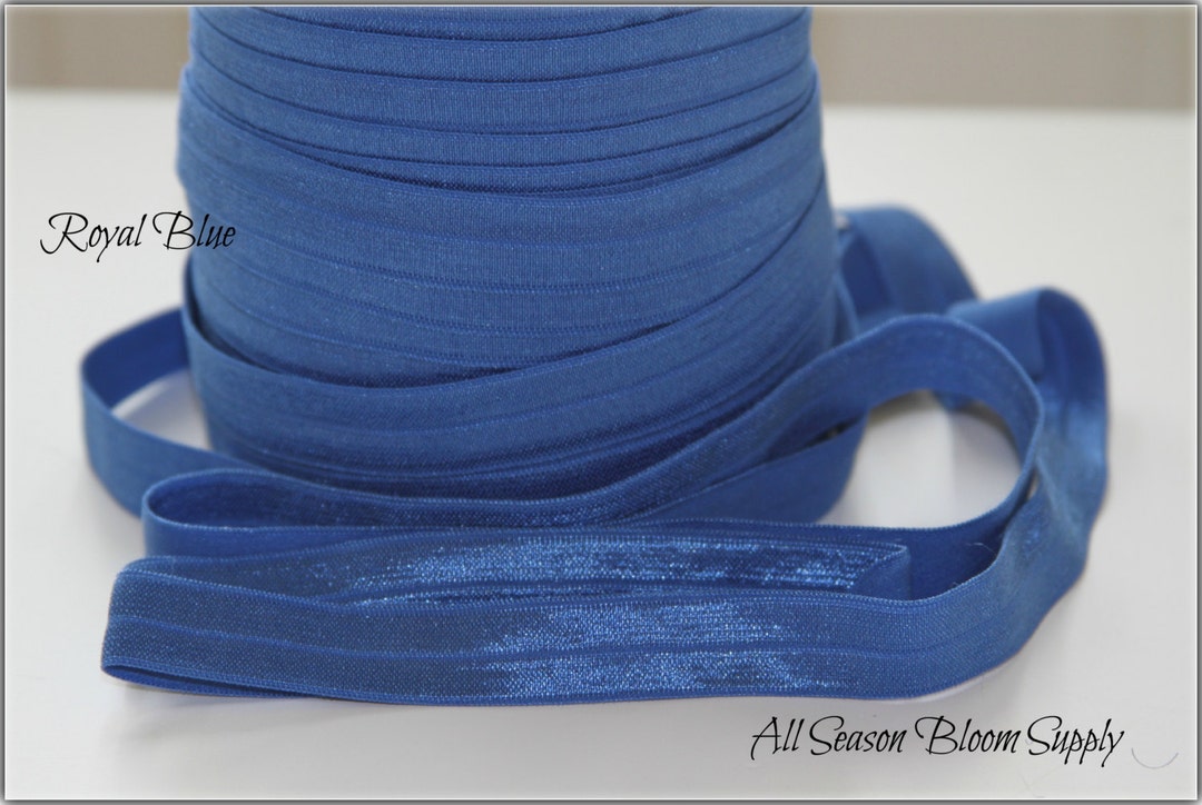 10 Yards 5/8" Royal Blue Color Foldover Elastic, FOE, Foldover Elastic ...