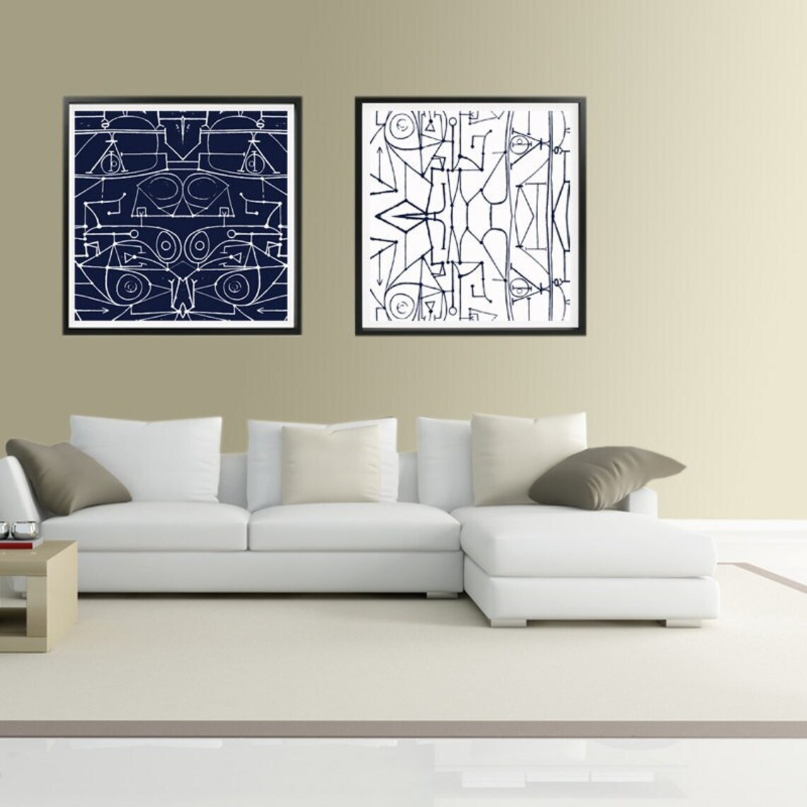 Blue Picasso Print, Blue Print, Navy, Abstract Expressionism, Square ...