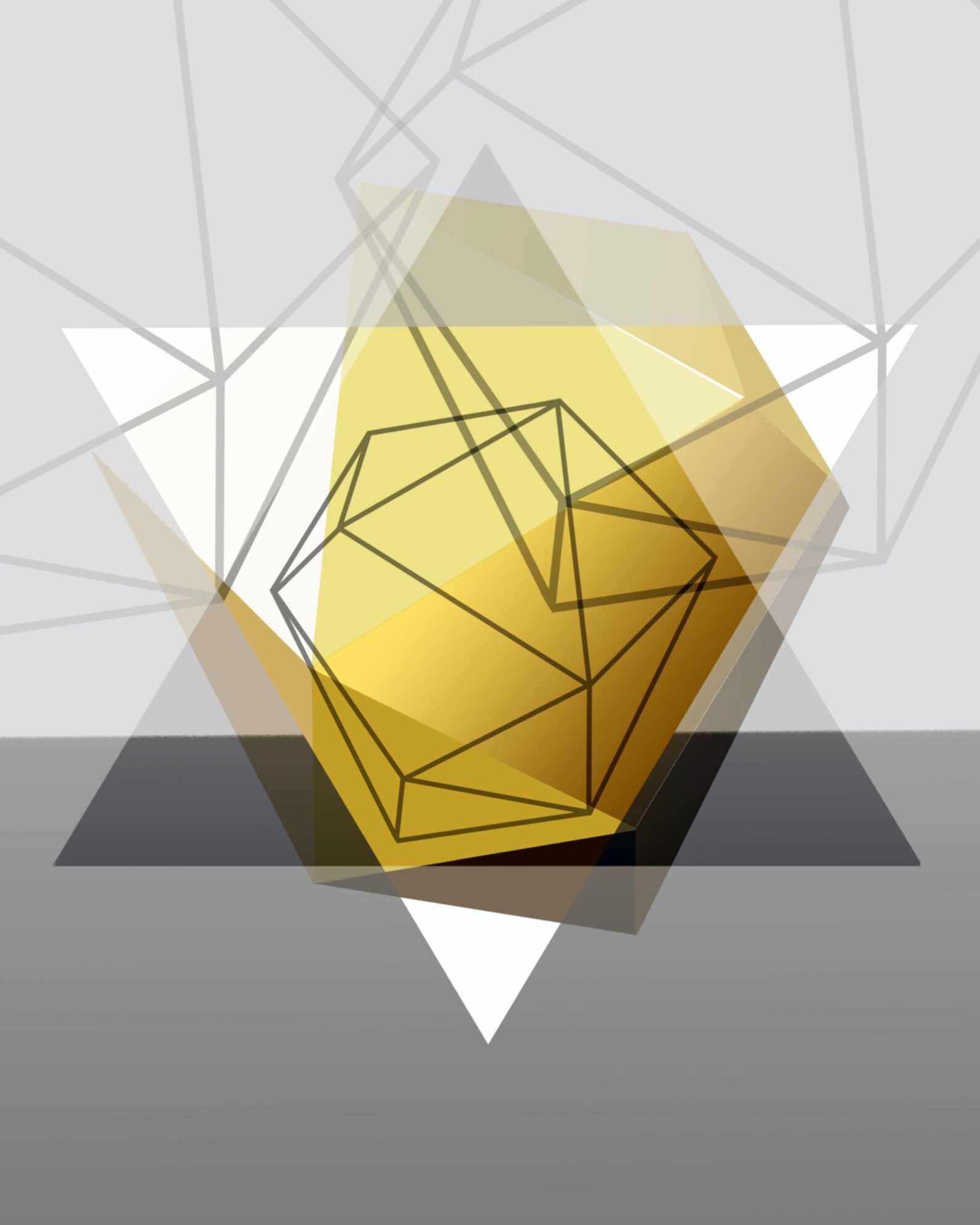 Yellow Gold Geometric Print 3D Art Geometric Art Home Decor - Etsy