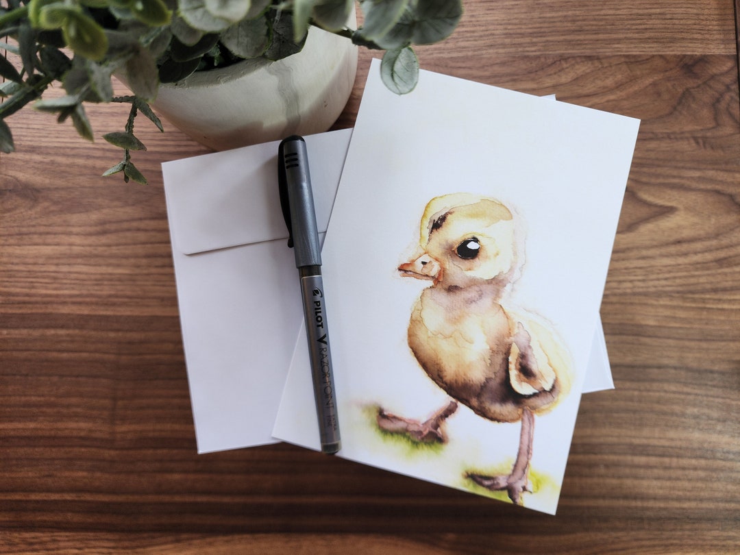 Duck Note Card Set, Watercolor Art, Gift for Mom, Adorable Character ...