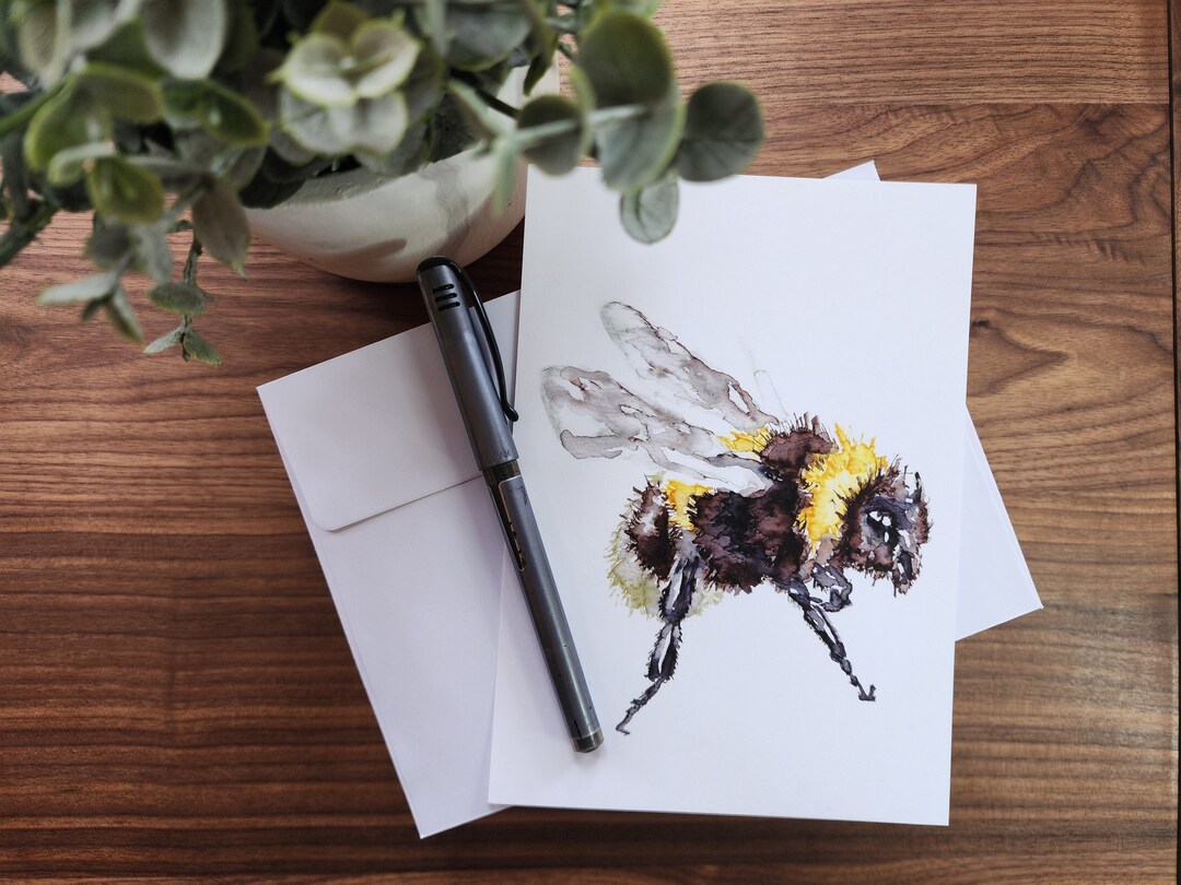 Bee Note Card Set, Watercolor Cards, Animal Art Print, Adorableness ...