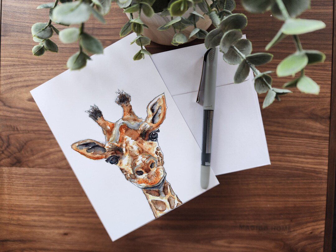Giraffe Note Card Set: Whimsical Watercolor Art, Animal Lover Gift - Etsy