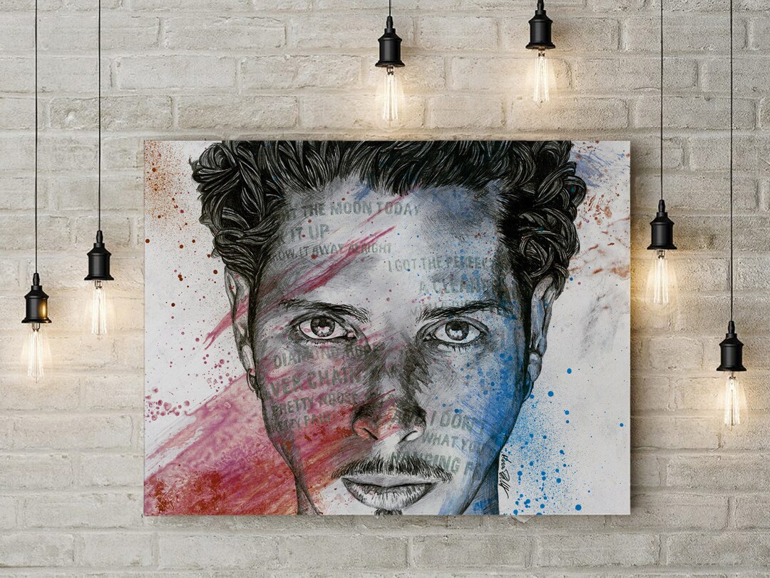 Chris Cornell Portrait Drawing • Street Art Stretched Canvas Print ...
