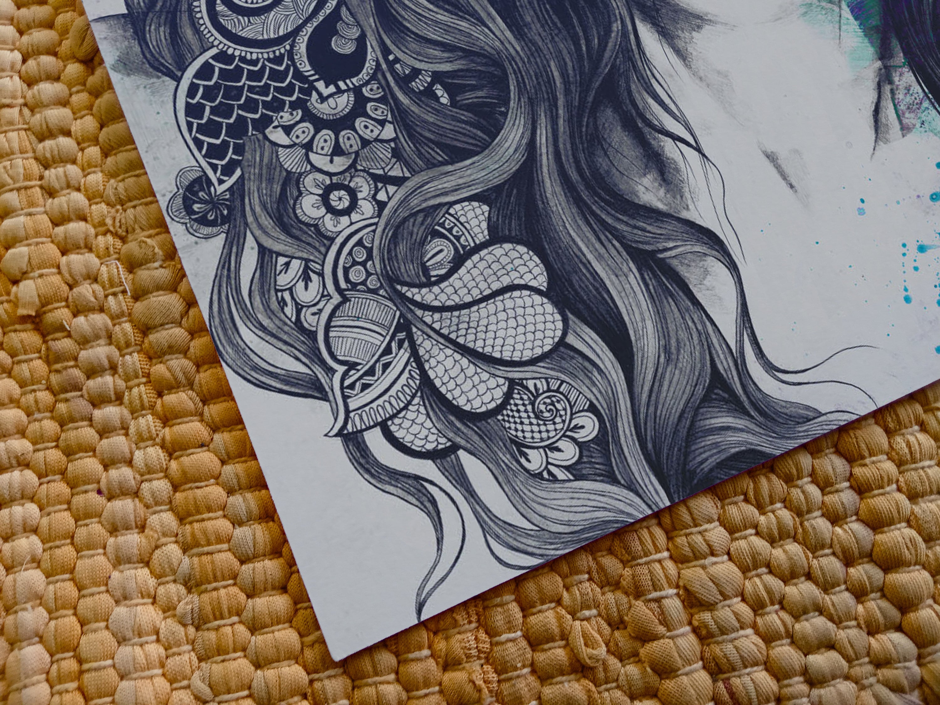 Japanese Woman With Mandalas • Japan Art Poster • Asian Lady Realistic ...
