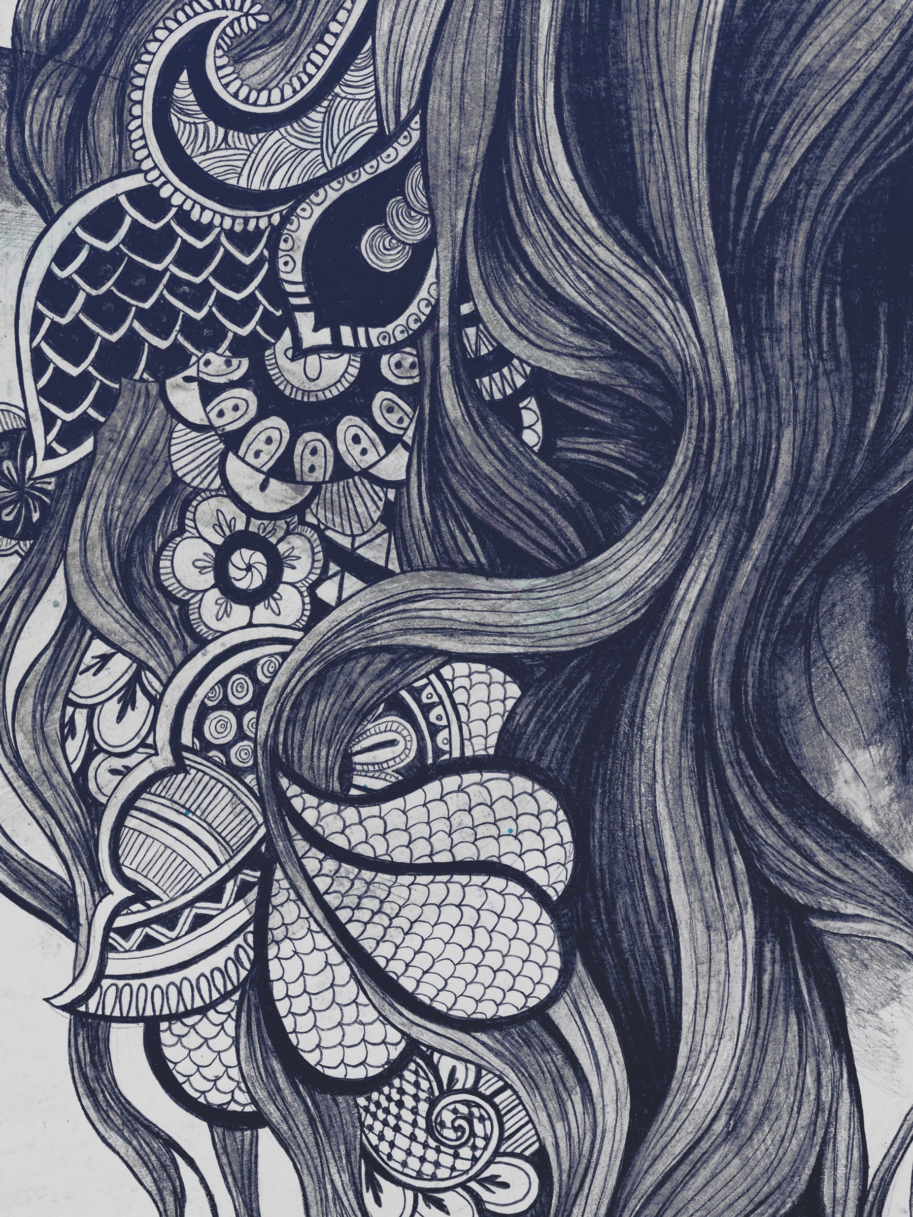 Japanese Woman With Mandalas • Japan Art Poster • Asian Lady Realistic ...
