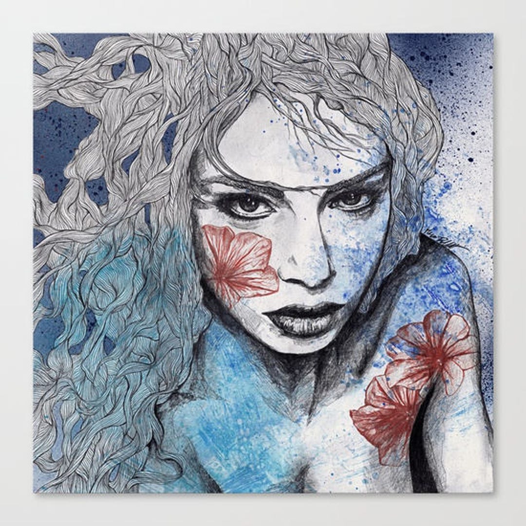 Expressive Female Pencil Portrait Graphite and Pastel - Etsy