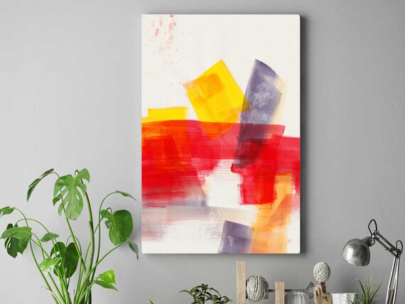 Colorful Brush Strokes Abstract Painting Stretched Canvas or - Etsy