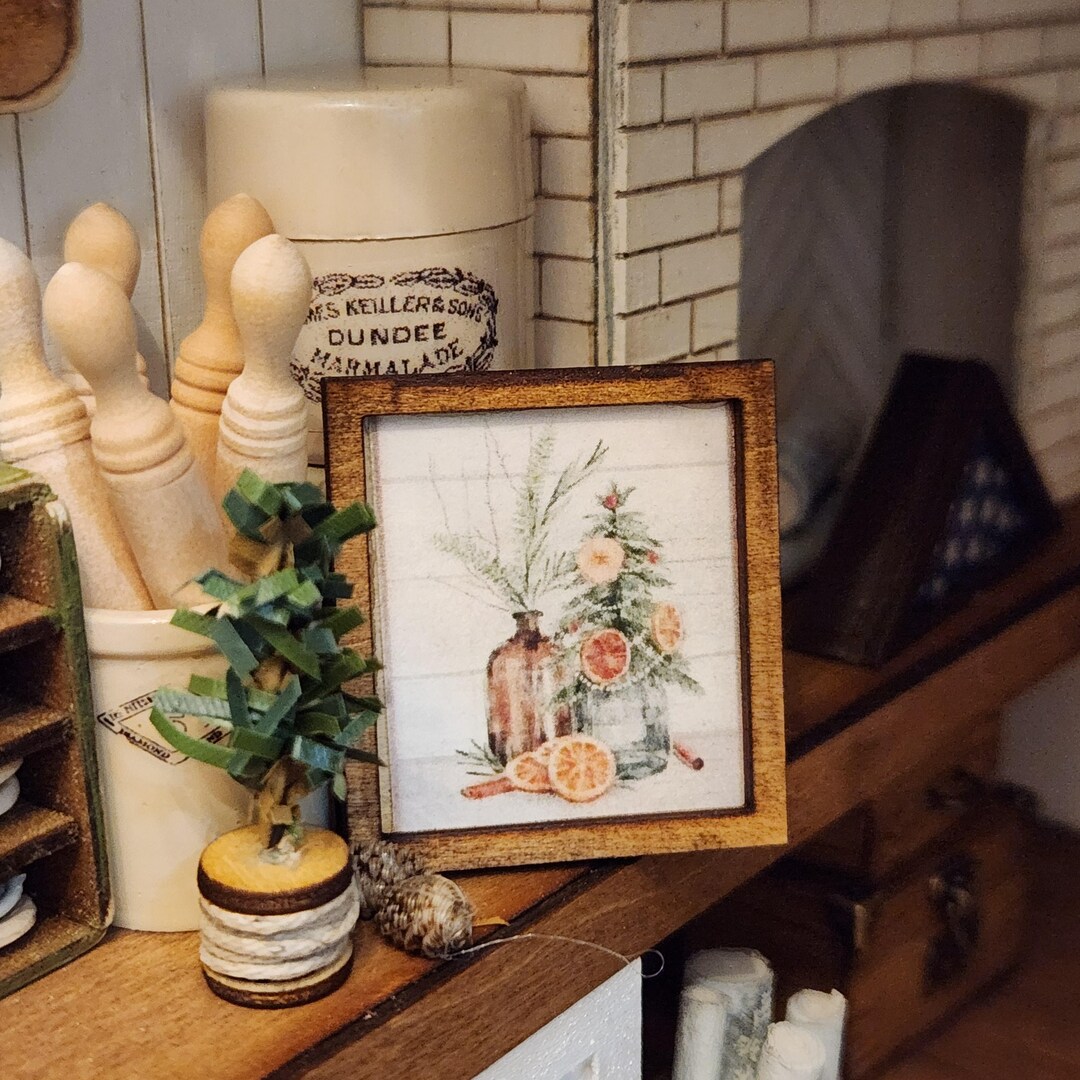 PRIMITIVE CHRISTMAS PICTURE, Dollhouse Miniatures, Home Decor ...