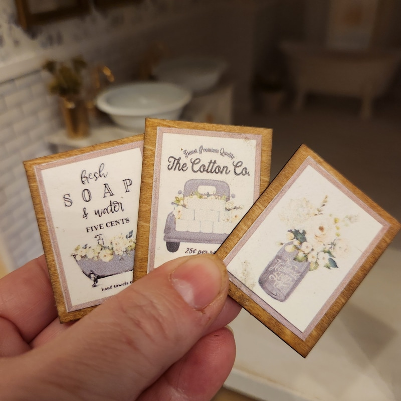 Bathroom Dollhouse Signs - Etsy