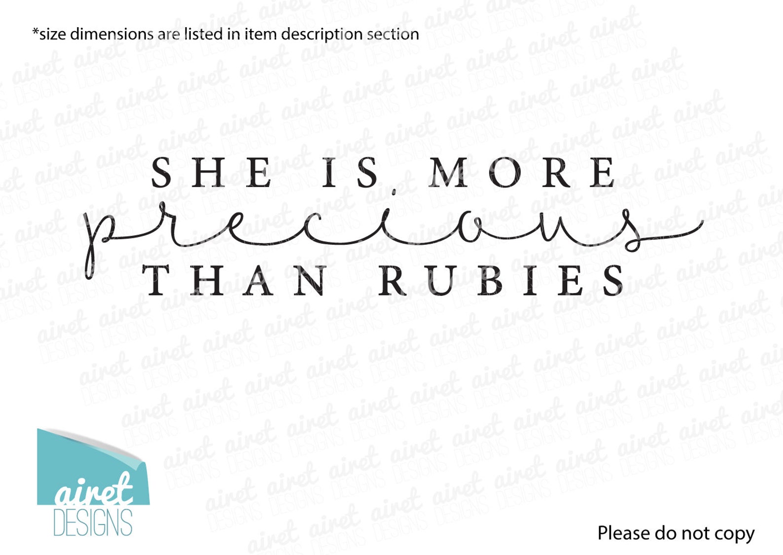 She Is More Precious Than Rubies Proverbs 3 15 Vinyl Decal Etsy Singapore