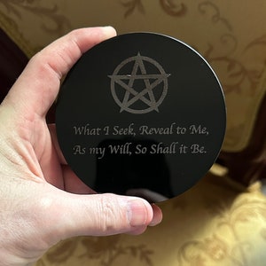 Engraved Black Obsidian Scrying Mirror. 4 Diameter, Scrying, Wicca ...