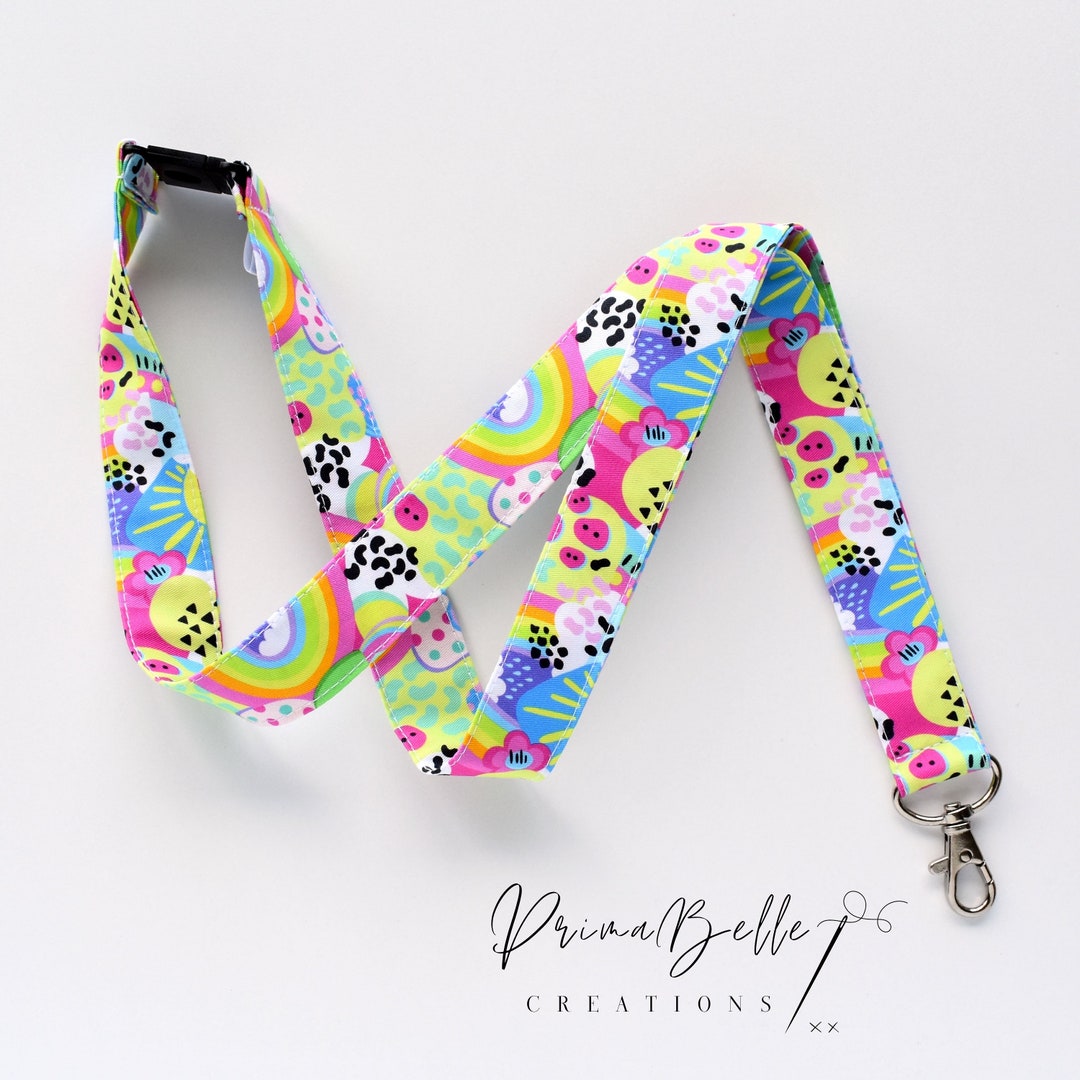 Lanyard {bright Rainbow - Retro Floral} - Etsy