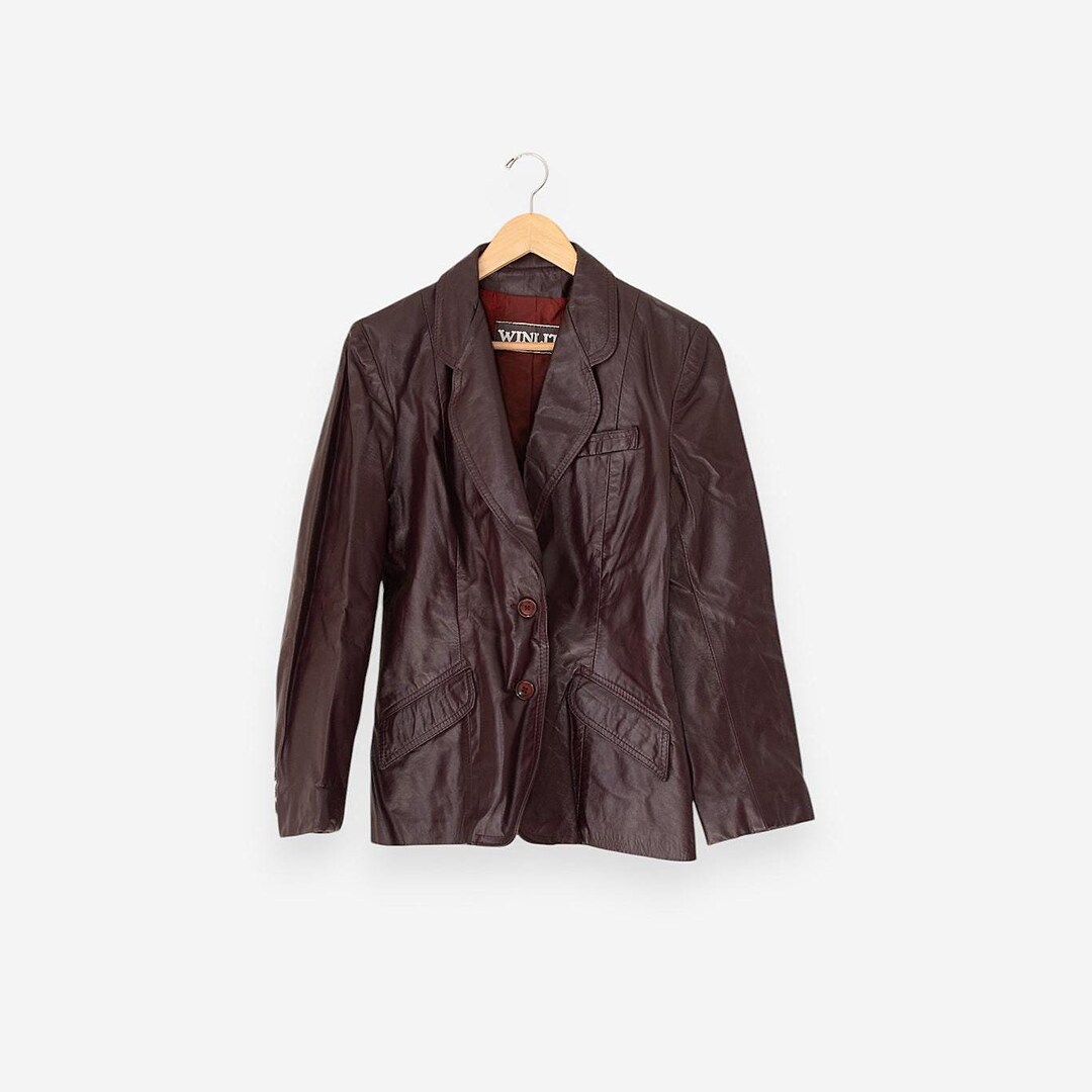 Vintage 90s Brown Winlit Leather Button Down Jacket/coat Size Small - Etsy