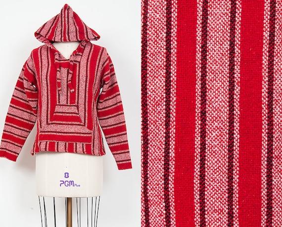 Vintage 90s/y2k Red Drug Rug Baja Mexican Blanket Hoodie - Etsy