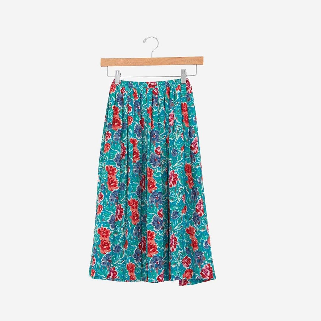 Vintage 90s Leslie Fay Water Color Floral A-line Spring Skirt Size ...