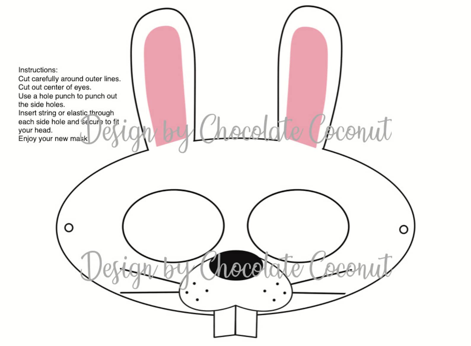 Bunny Mask Printable - Etsy
