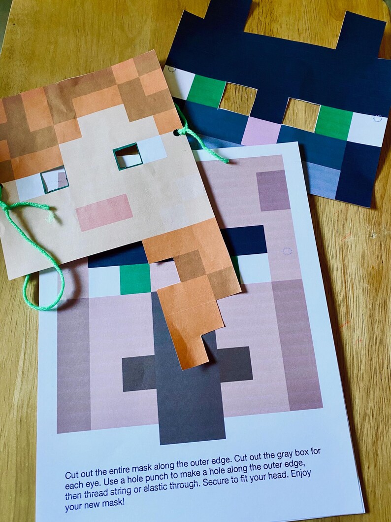 Mine Game Mask Printable "village Set" - Etsy