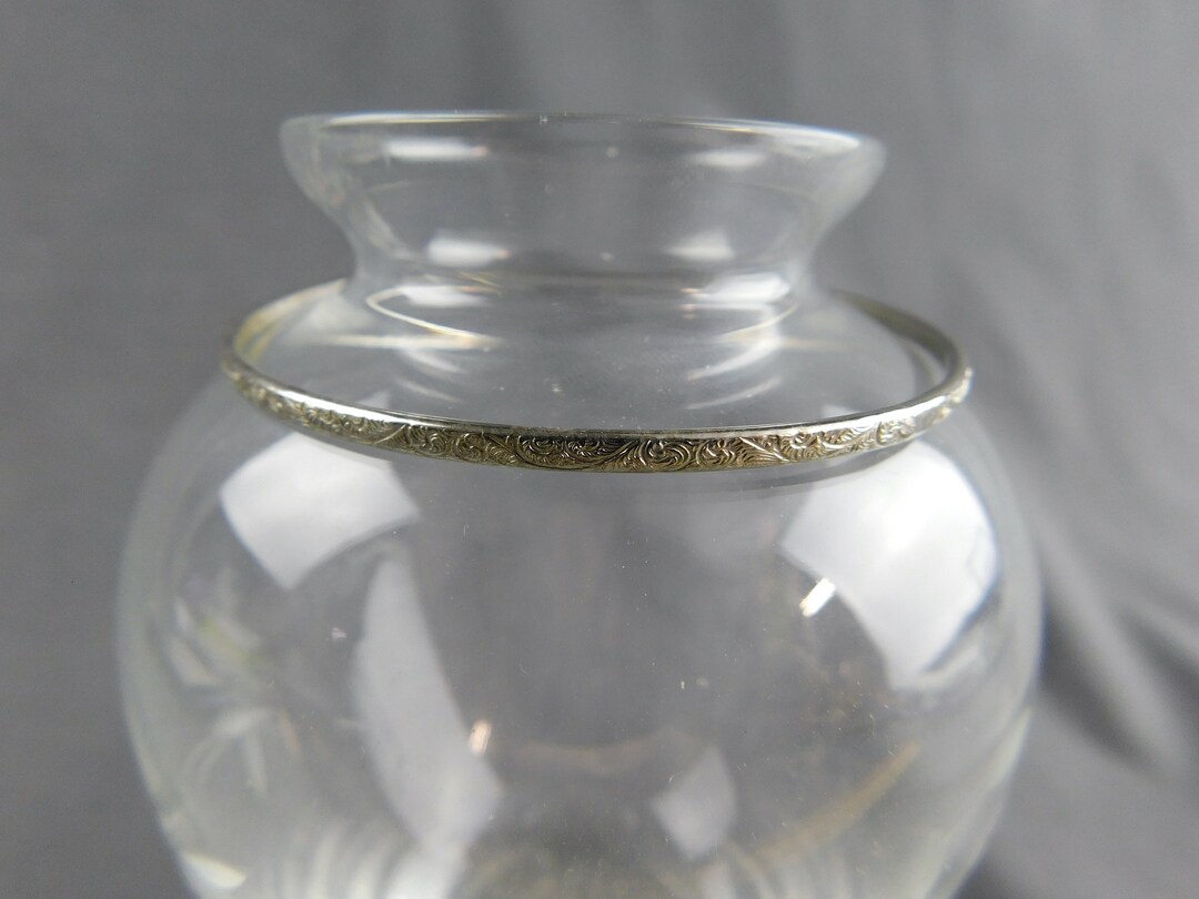 Unbranded Sterling Silver Bangle Bracelet Plume Design 3 Mm Wide 2-7/16 ...