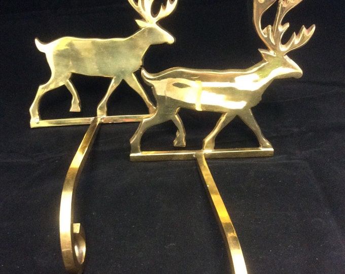 Pair of Solid Brass Reindeer Christmas Stocking Holders, by Lord ...