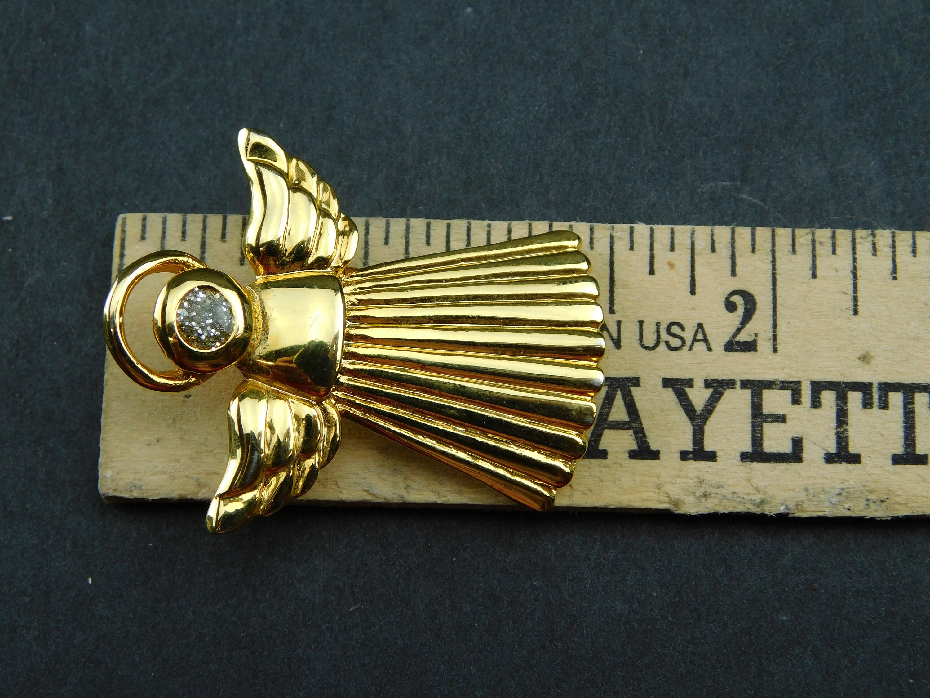 Signed Vintage AAi Golden Angel Pin Brooch with Sparkle Face | Etsy