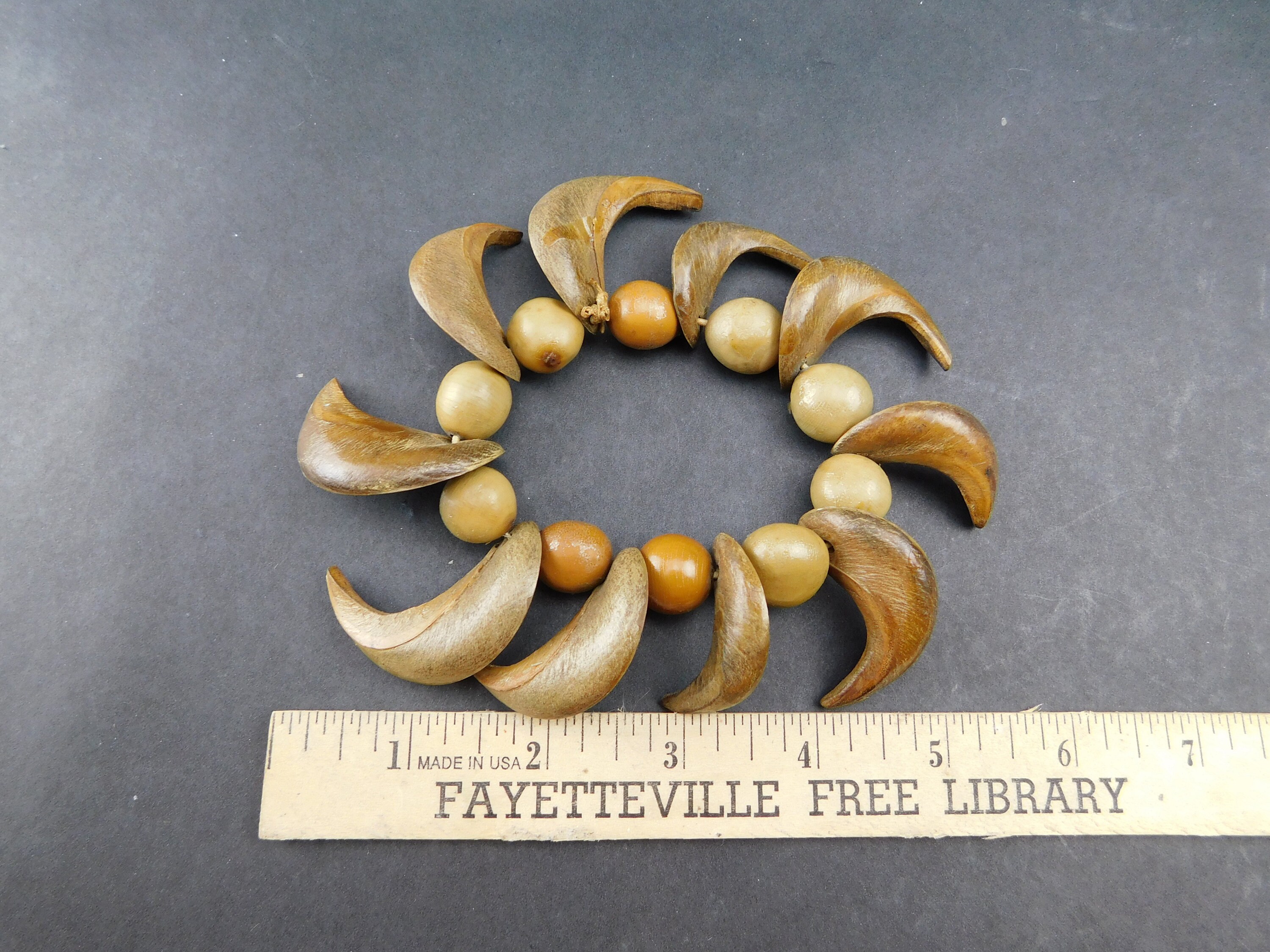 Wooden Stretch Bracelet Tribal Carved Nut Shell Bead Brown | Etsy