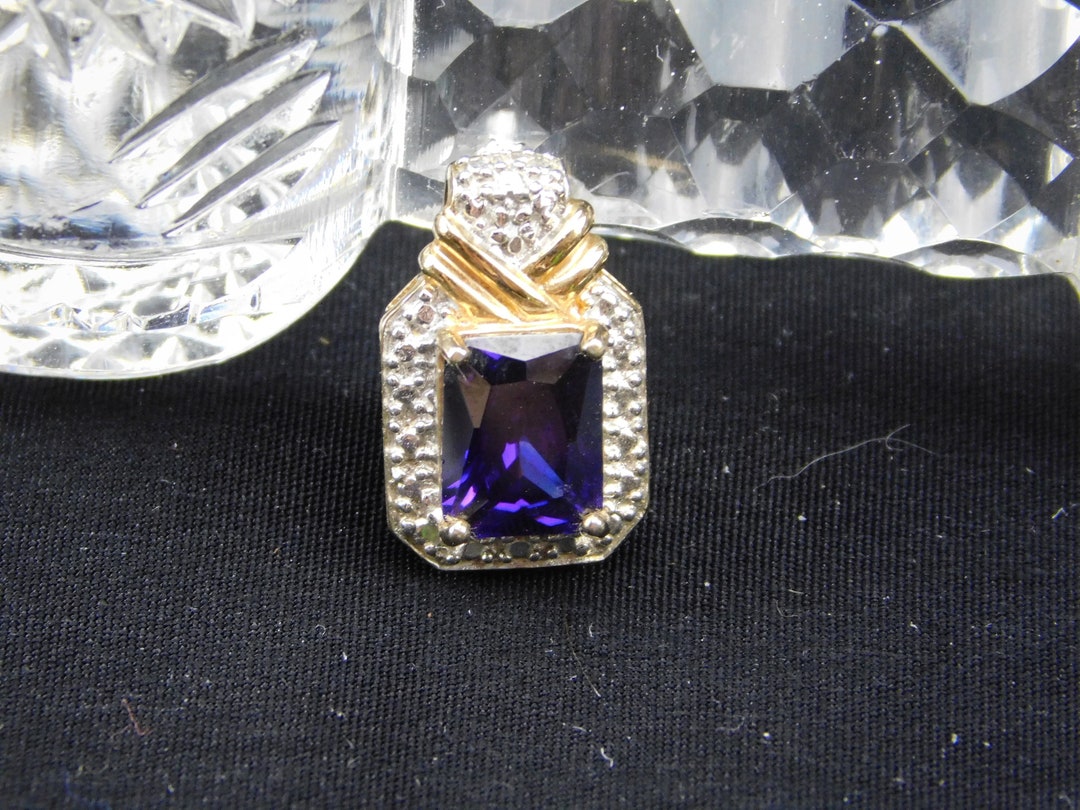 Signed DL Pendant Vermeil Gold Over Sterling Silver .925 Clear and ...